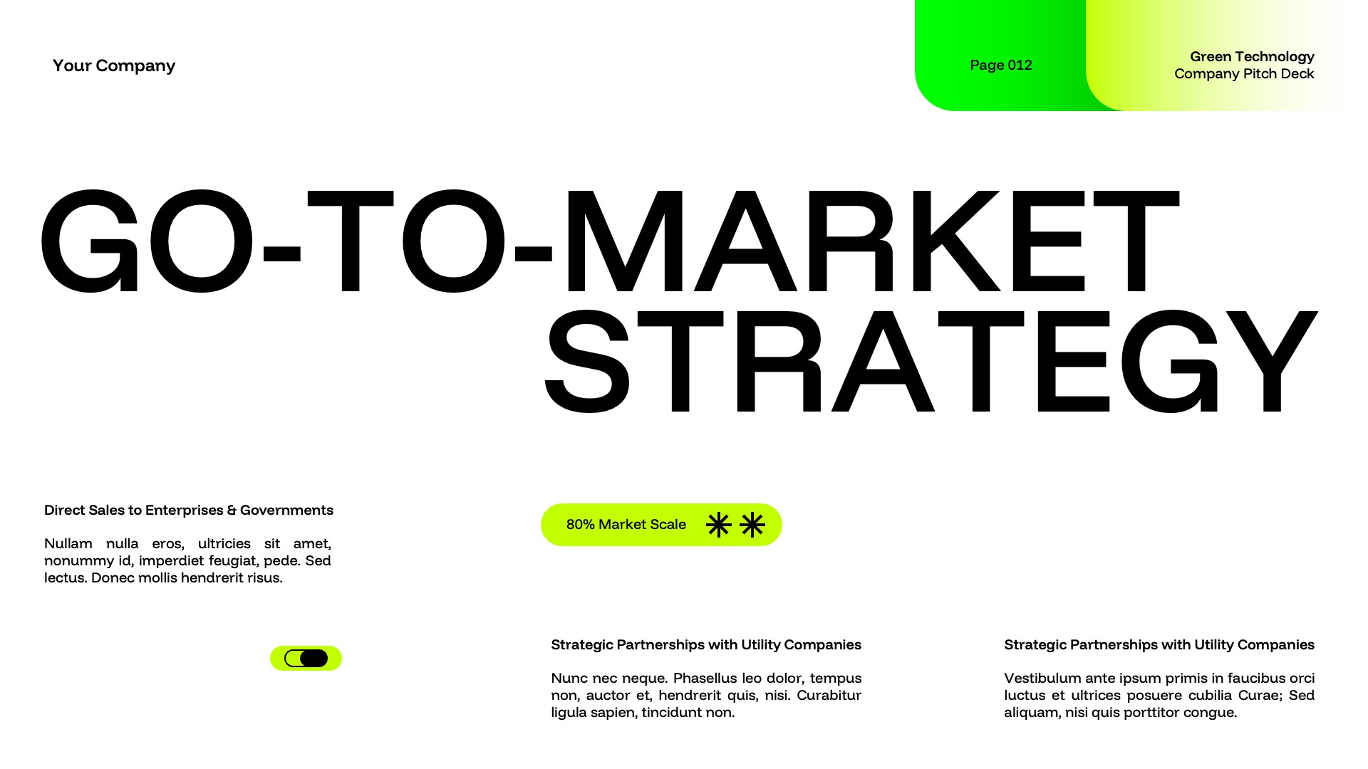 White Green Black Gradient Tech Company Pitch Deck, Presentation Templates