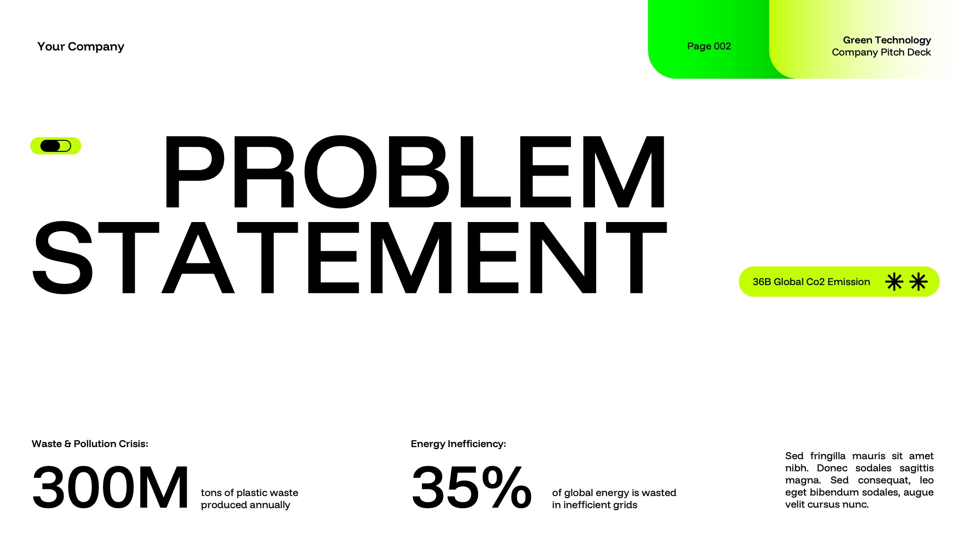 White Green Black Gradient Tech Company Pitch Deck, Presentation Templates