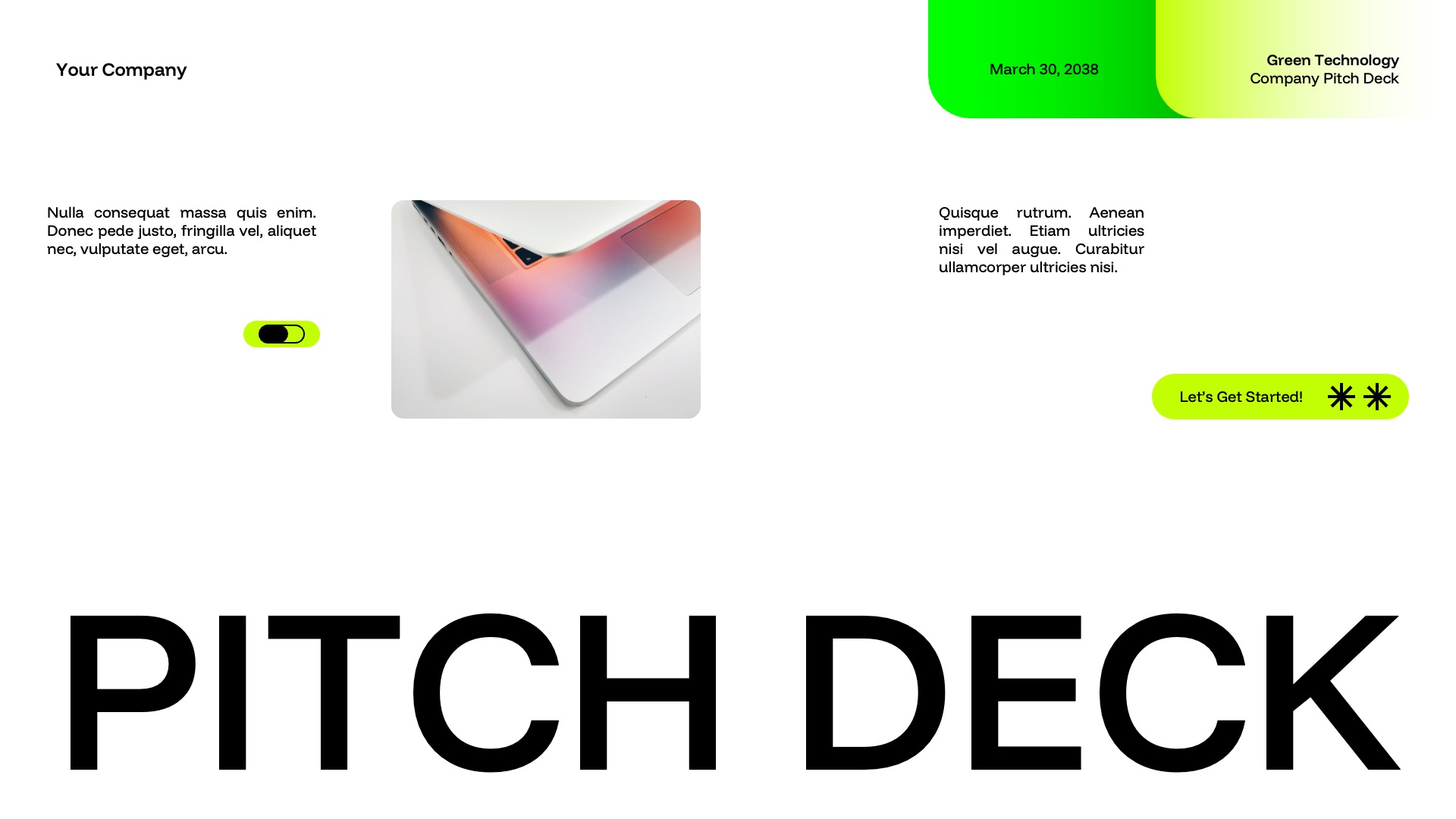 White Green Black Gradient Tech Company Pitch Deck, Presentation Templates