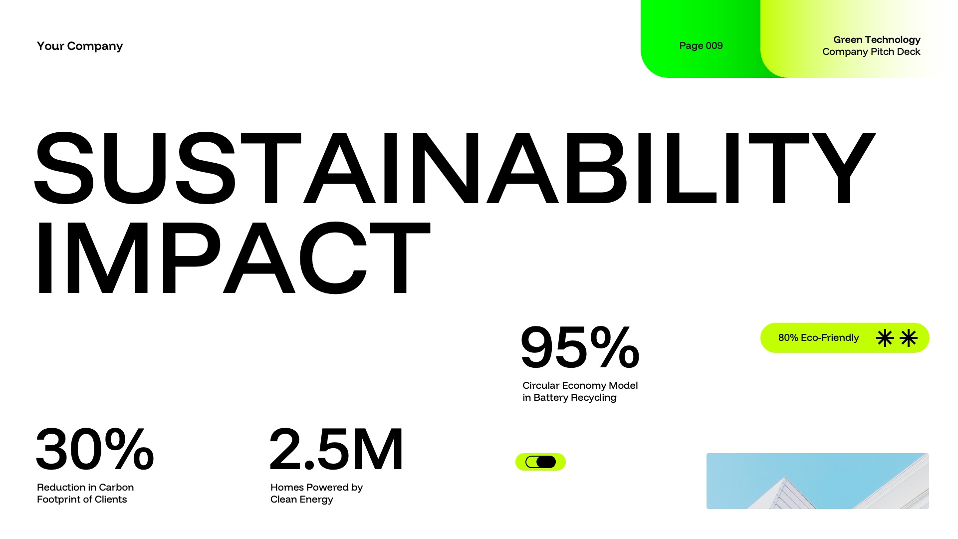 White Green Black Gradient Tech Company Pitch Deck, Presentation Templates