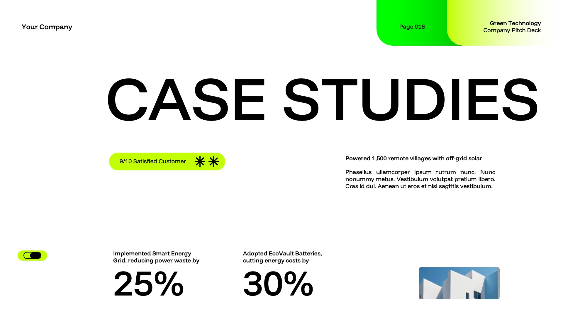 White Green Black Gradient Tech Company Pitch Deck, Presentation Templates
