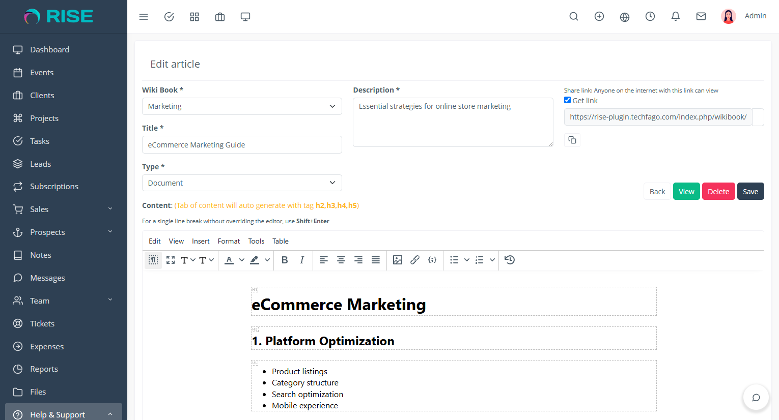 RiseWiki - Internal knowledge for RISE by techfago_scripts | CodeCanyon