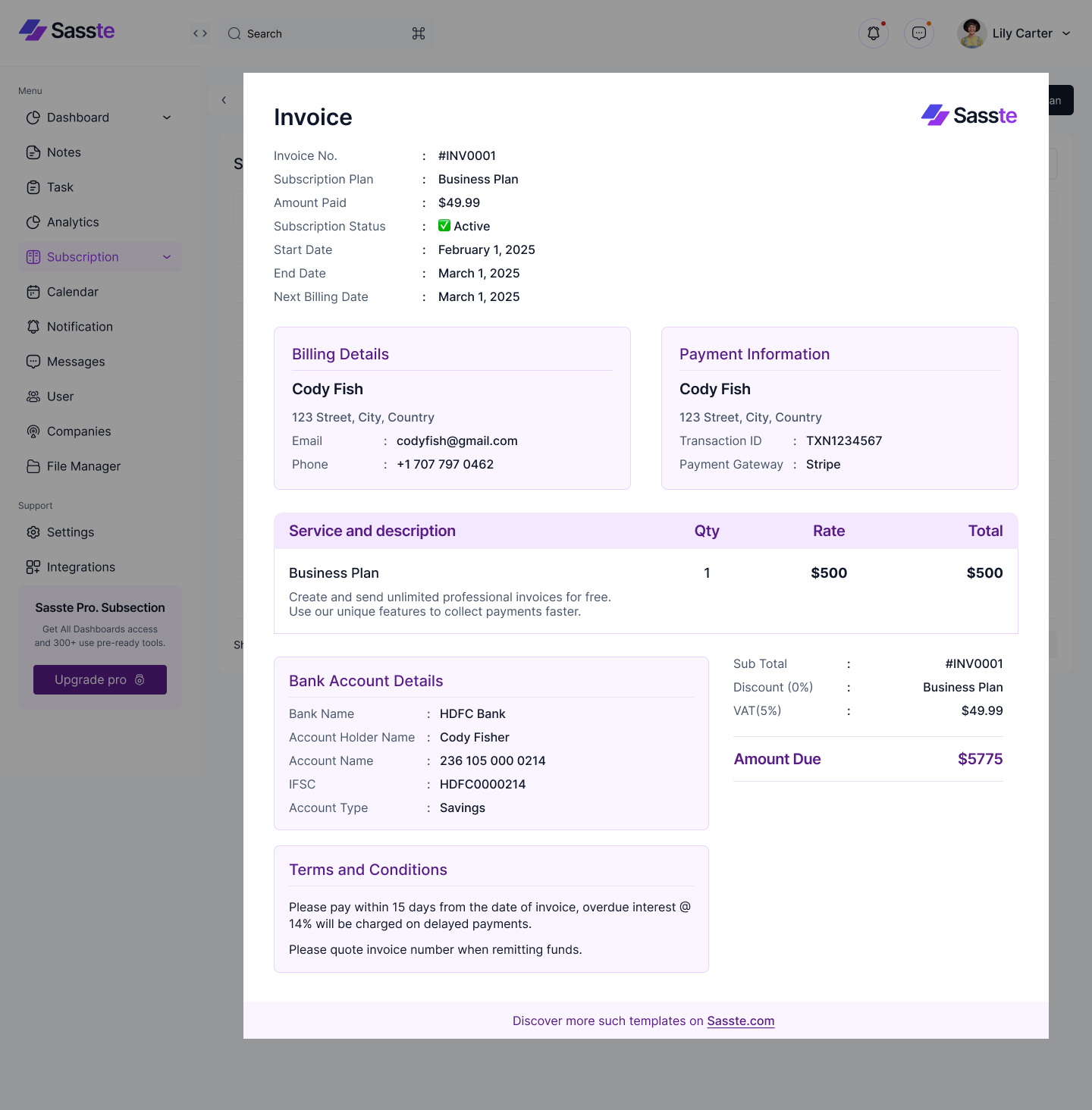 Saaste - Saas Admin Dashboard Figma UI Template Kit by QuomodoTheme