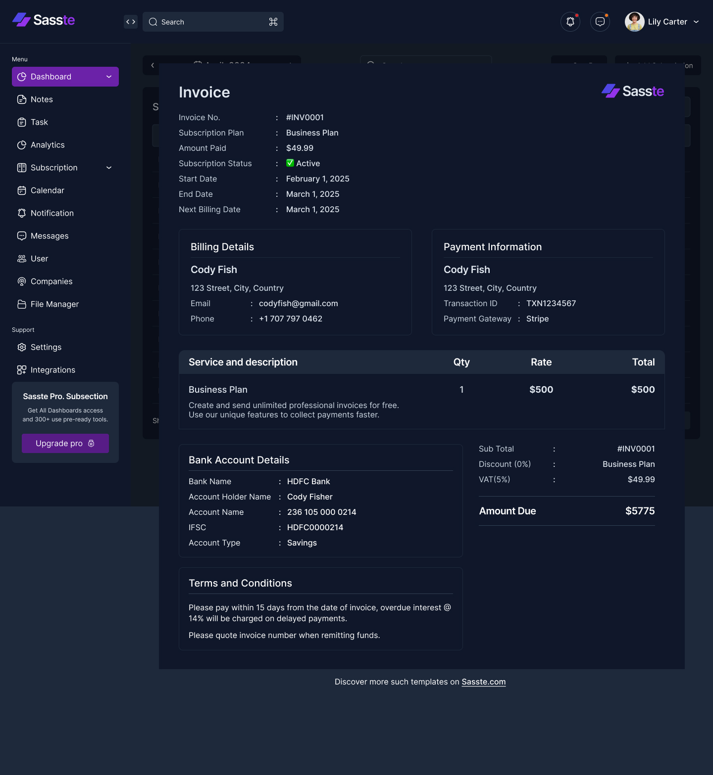 Saaste - Saas Admin Dashboard Figma UI Template Kit by QuomodoTheme