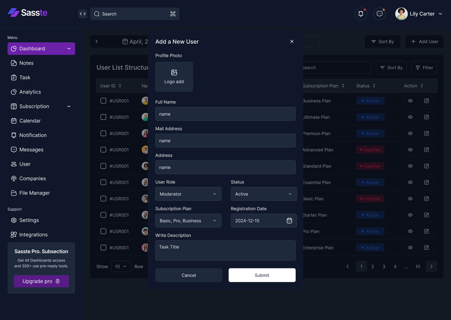 Saaste - Saas Admin Dashboard Figma UI Template Kit by QuomodoTheme