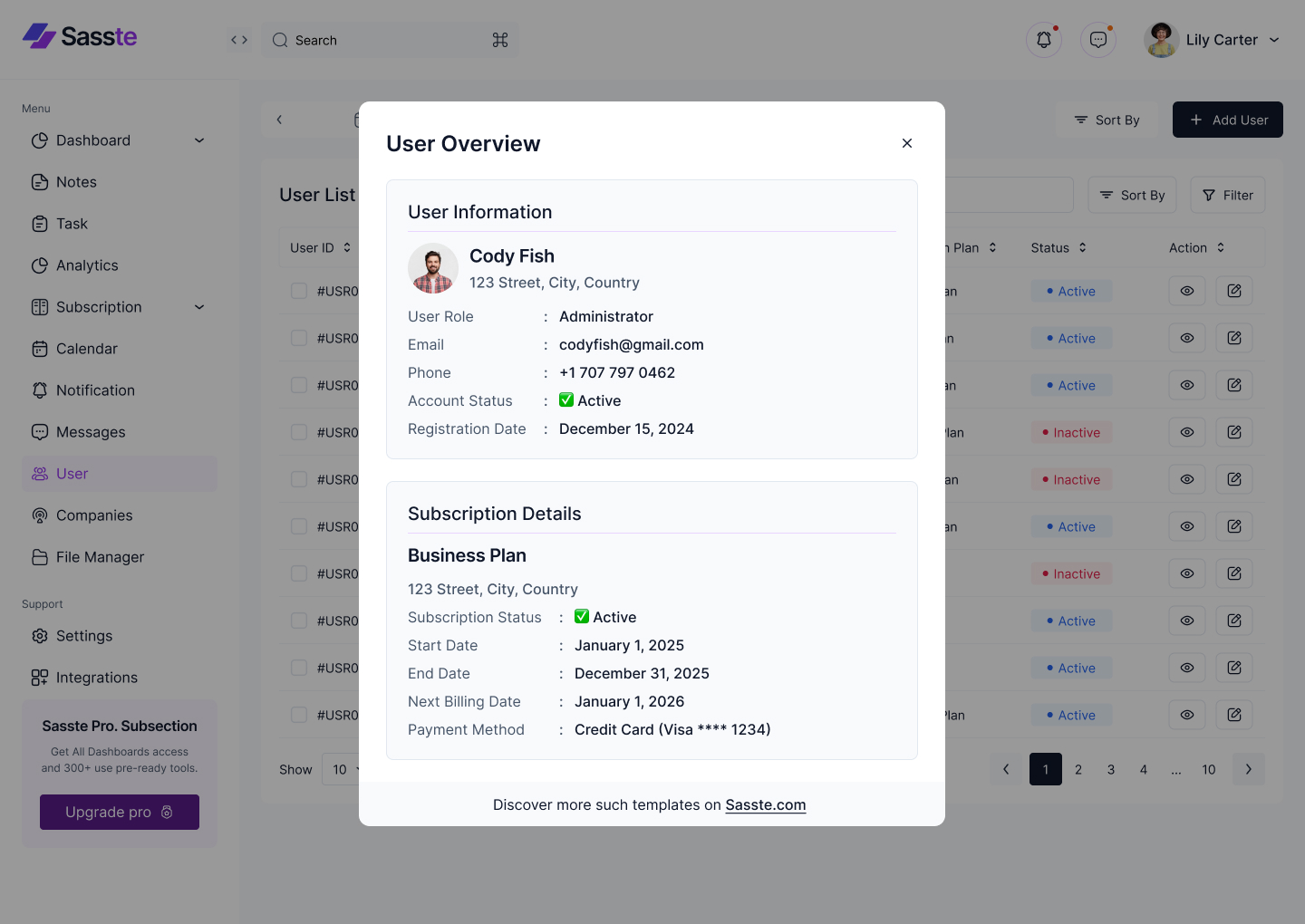Saaste - Saas Admin Dashboard Figma UI Template Kit by QuomodoTheme