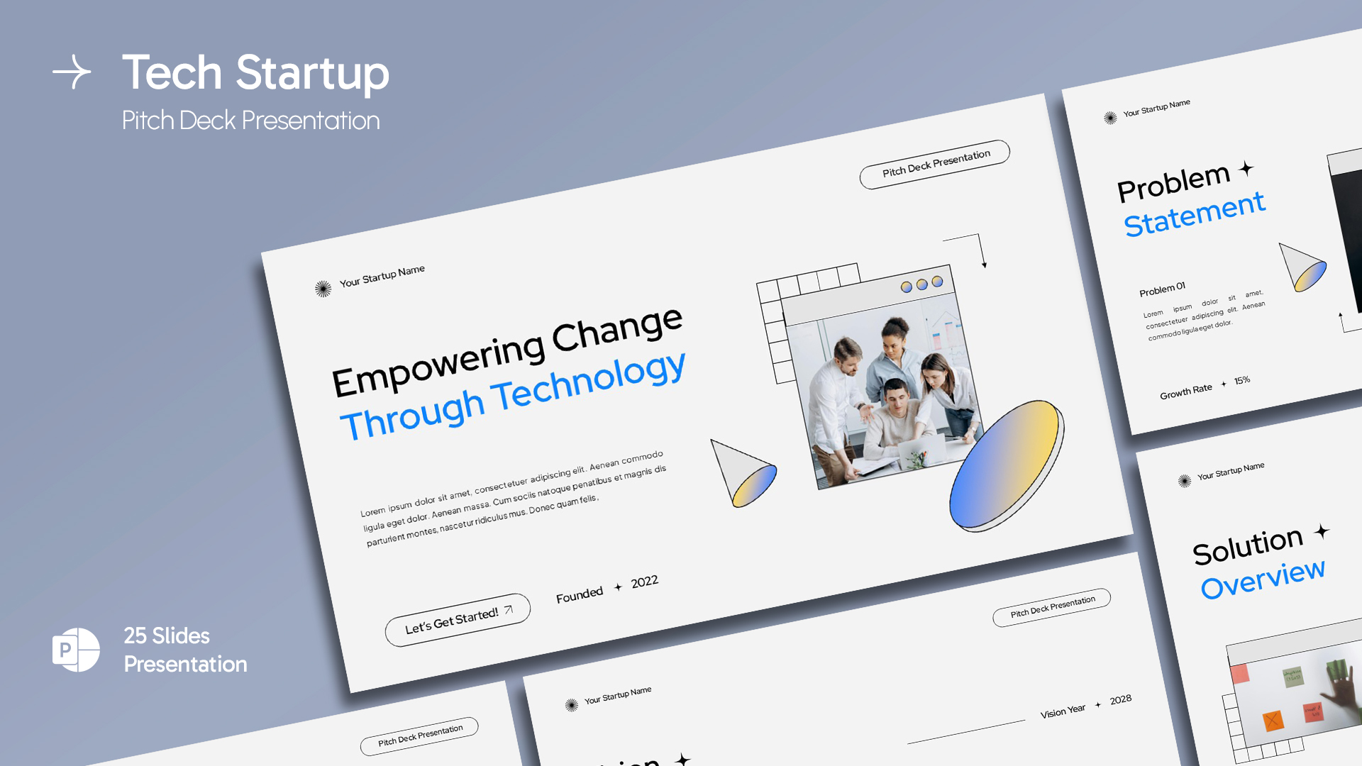 Yellow Blue Modern Tech Startup Pitch Deck, Presentation Templates
