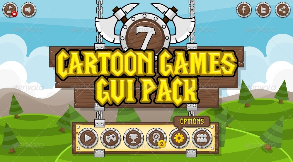 Cartoon Games GUI Pack 7, Game Assets | GraphicRiver