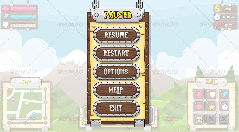 Cartoon Games GUI Pack 7, Game Assets | GraphicRiver