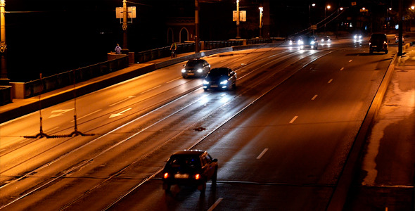 Night City Cars On The Bridge, Stock Footage | VideoHive
