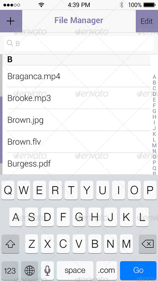 File Manager App - iOS UI Retina by angelbi88 | GraphicRiver