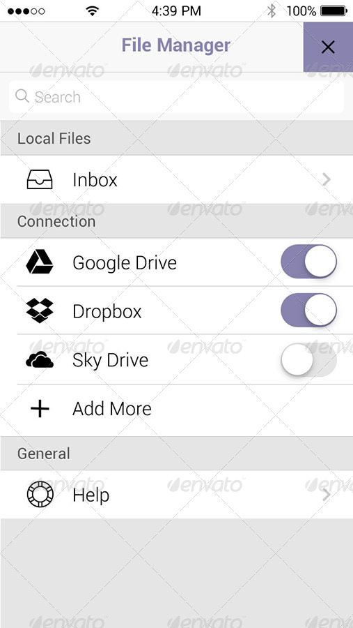 File Manager App - iOS UI Retina, Web Elements | GraphicRiver