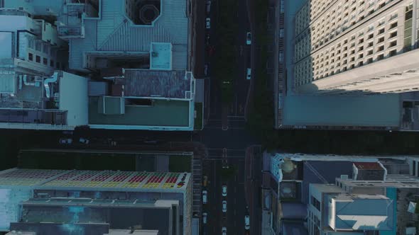 Aerial Birds Eye Overhead Top Down View of Wide Street and Road ...