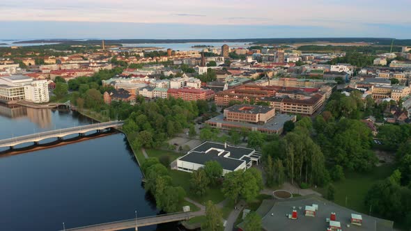 Karlstad Sweden Aerial Sunset, Stock Footage | VideoHive