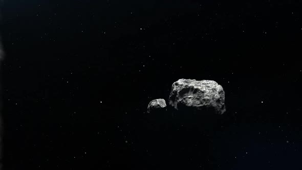 3 asteroids flying in outer space spectacular video, Motion Graphics