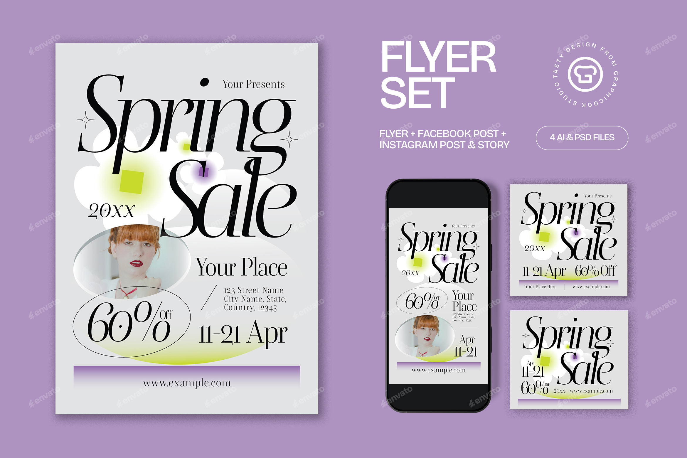 Gray Bold Spring Sale Flyer Set, Print Templates | GraphicRiver