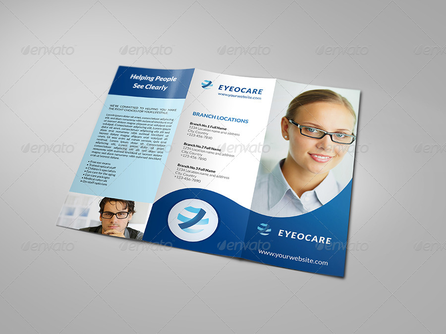 Optometrist & Optician Tri-Fold Brochure Template, Print Templates