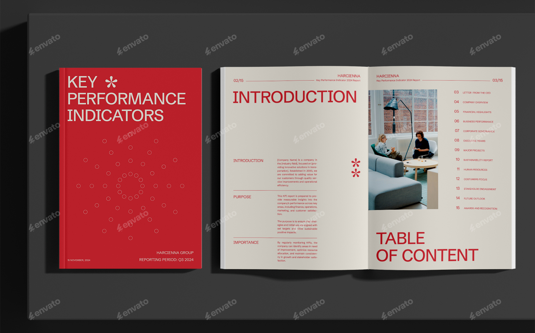 Red KPI Report, Print Templates | GraphicRiver