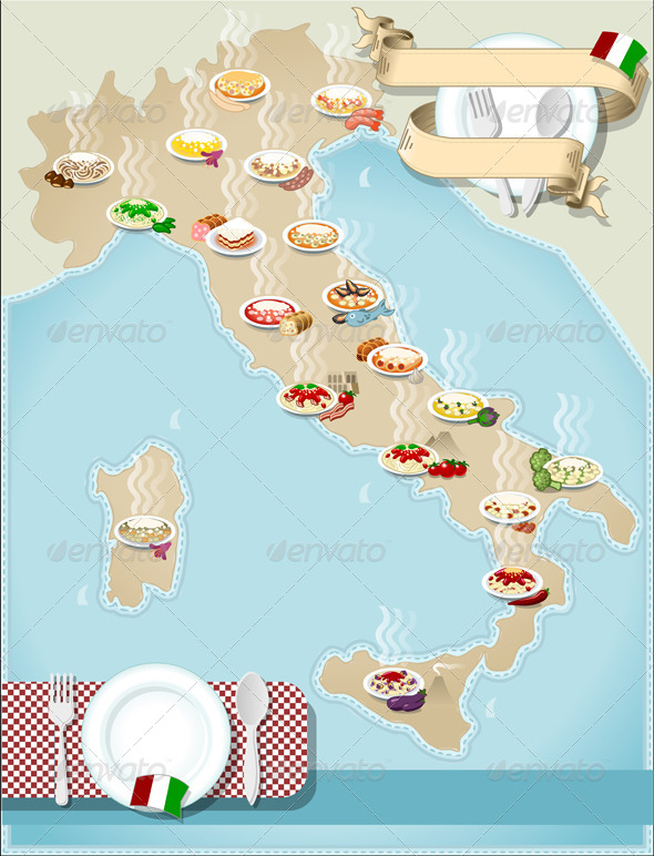 Map of Regional Pasta in Italy by aurielaki | GraphicRiver