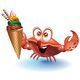Crab Cartoon with Ice Cream, Vectors | GraphicRiver