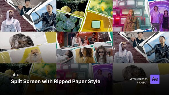 Intro/Opening - Split Screen with Ripped Paper Style After Effects ...
