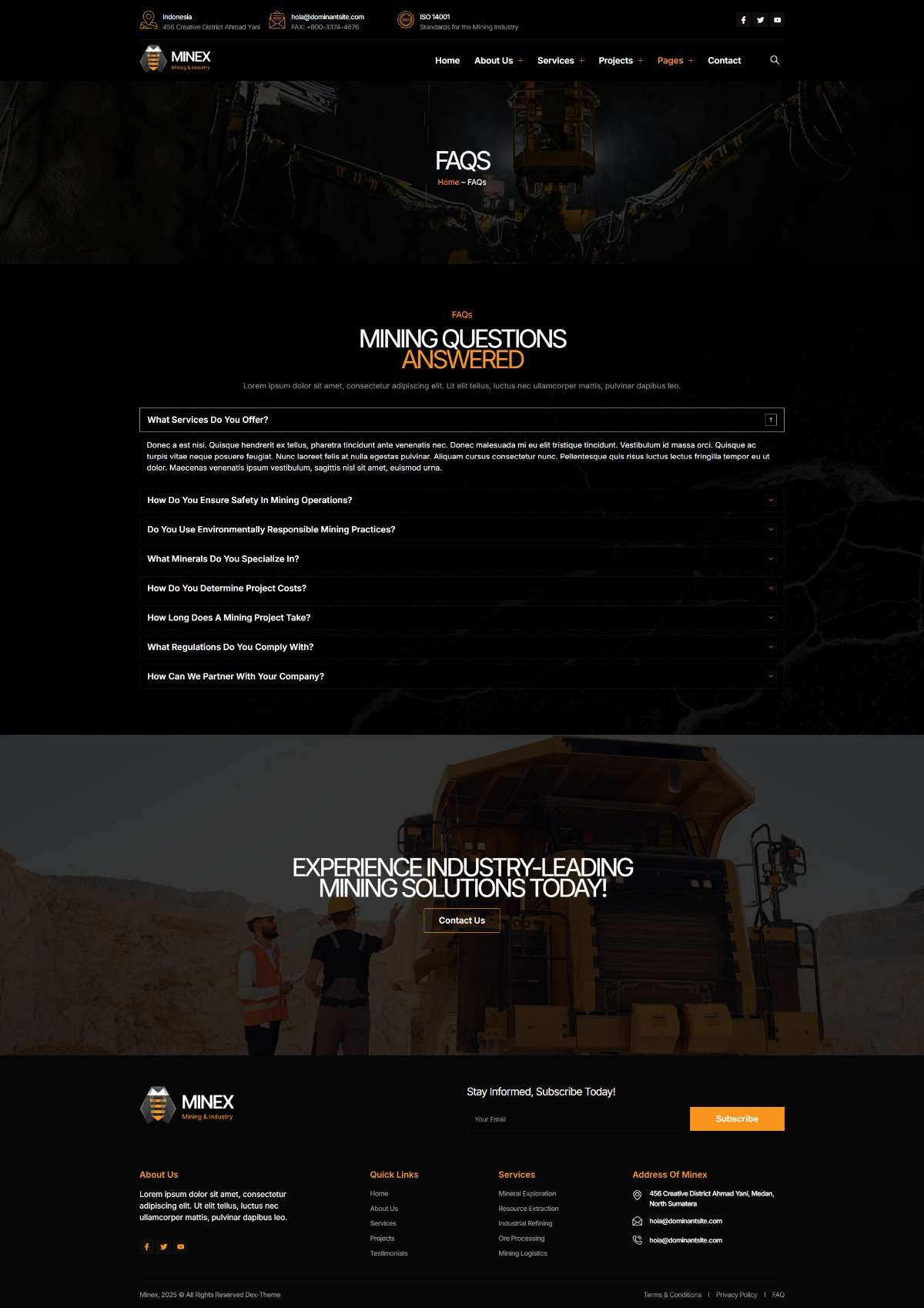 Minex - Mining & Industry Elementor Template Kit by Dex-Theme | ThemeForest