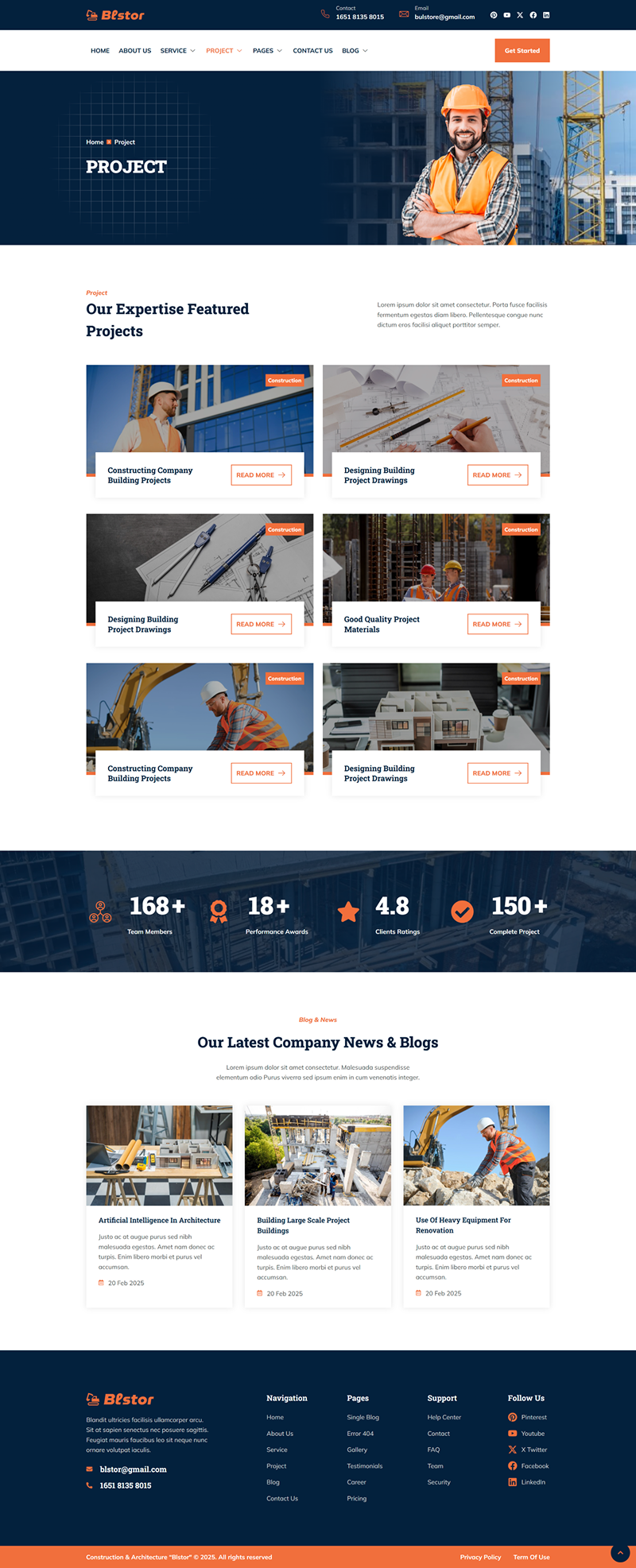 Blstor - Construction & Architecture Elementor Template Kit by Nextdin