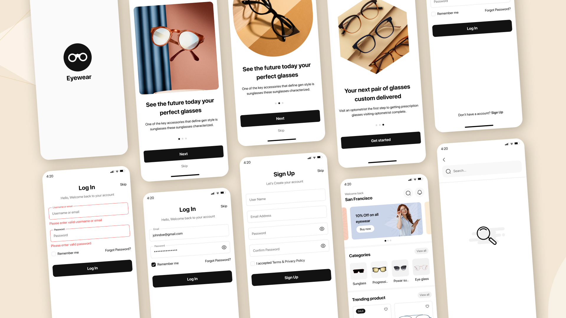 Eyewear Store App - E-commerce Store app in Flutter 3.x (Android, iOS) with WooCommerce Full App ...