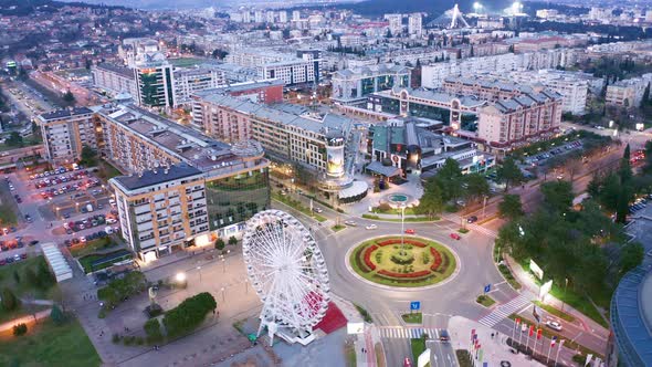 Podgorica Montenegro in the evening. Night cityscape, Stock Footage