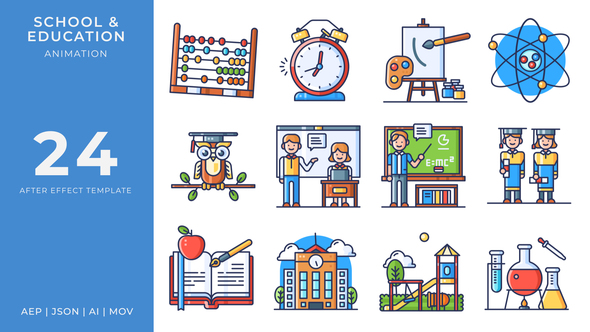 School & Education Animated Icons | After Effects, After Effects ...