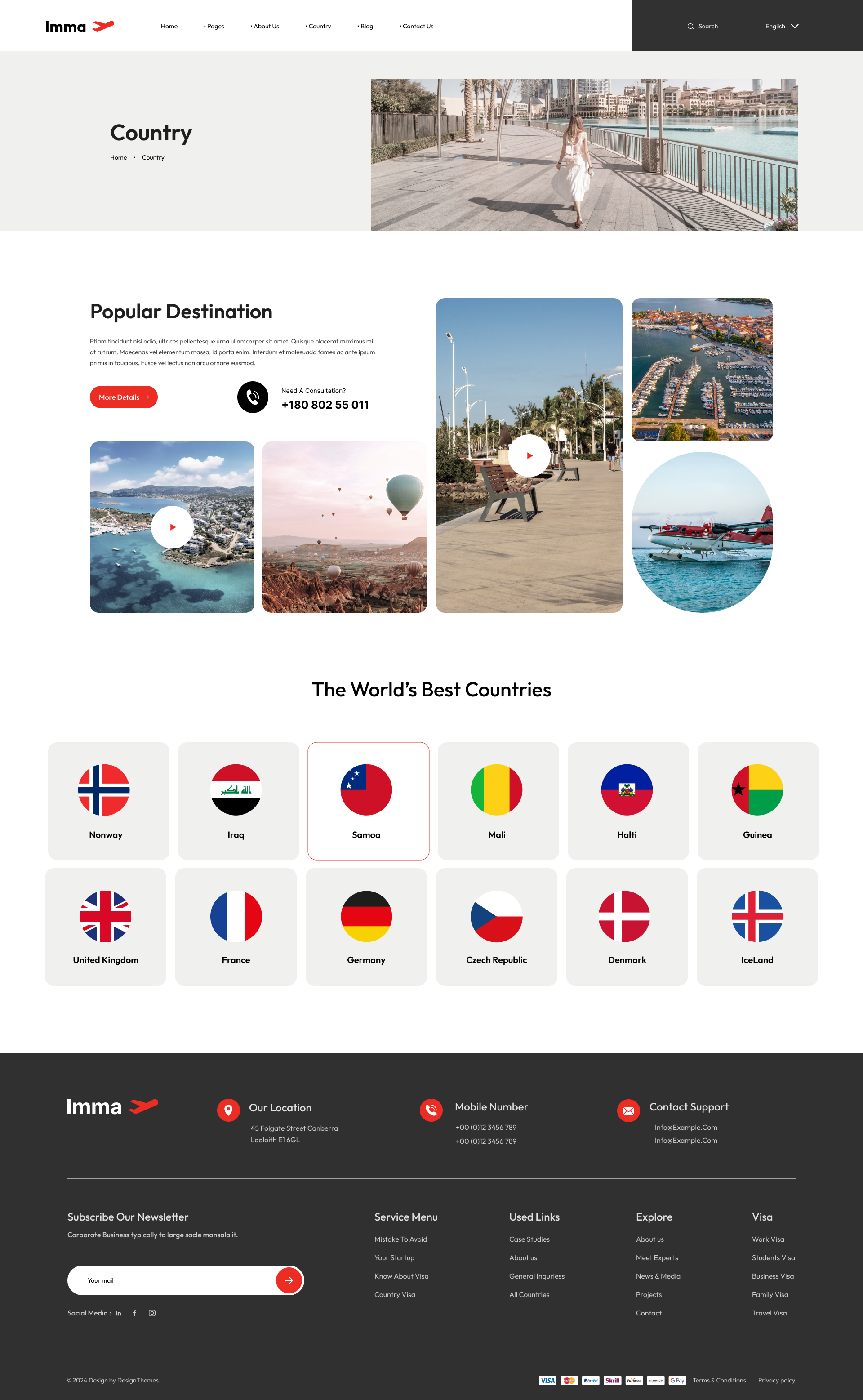 Imma - Immigration, Tour & Visa Consulting Services Website Figma Template by venusweb