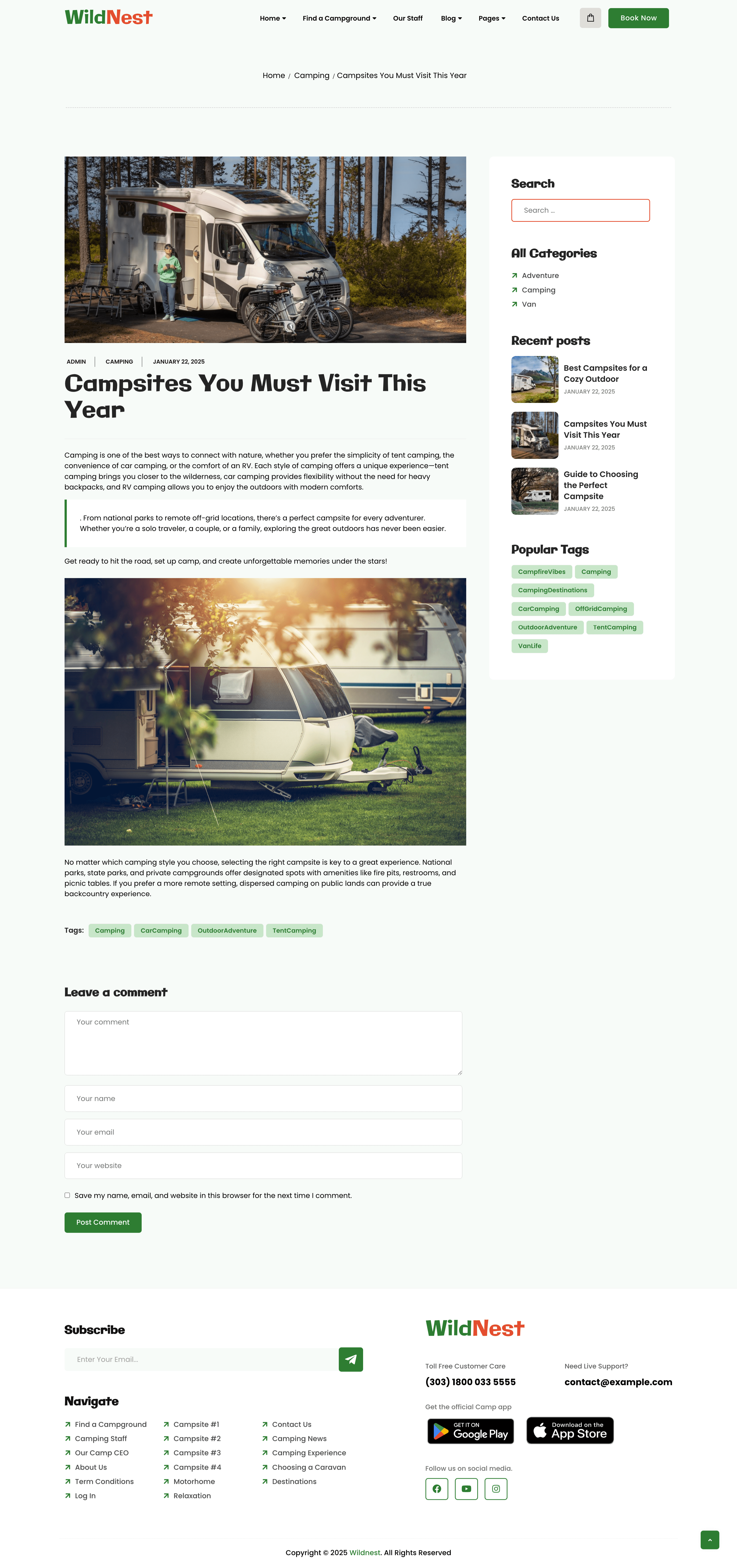 WildNest - Campgrounds & RV Parks Booking Theme by modeltheme | ThemeForest