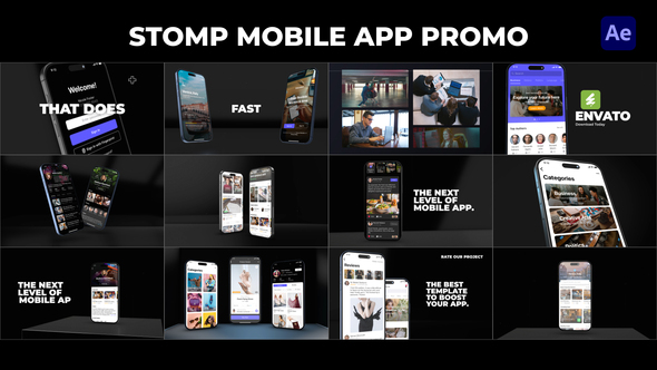 Stomp Mobile App Promo – iOS and Android, After Effects Project Files