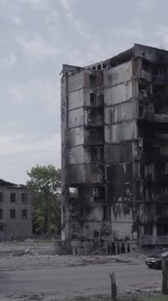Vertical Video of a Destroyed House During the War in Ukraine, Stock ...