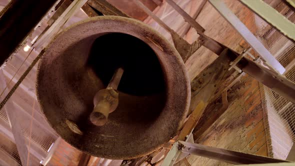 The Last Stroke a Bell Stops Ringing in an Old Church, Stock Footage