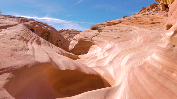 Dry Gorge With Smooth And Wavy Rocks Of Red Canyon, Stock Footage ...