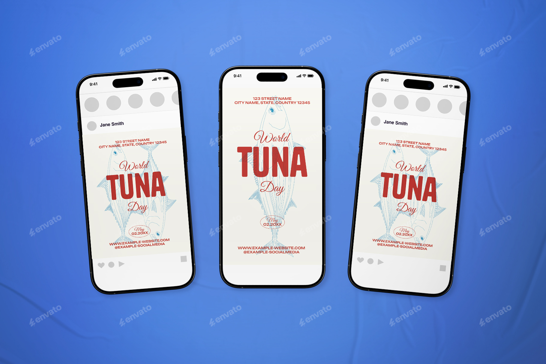 Cream Red World Tuna Day Flyer Set, Print Templates | GraphicRiver