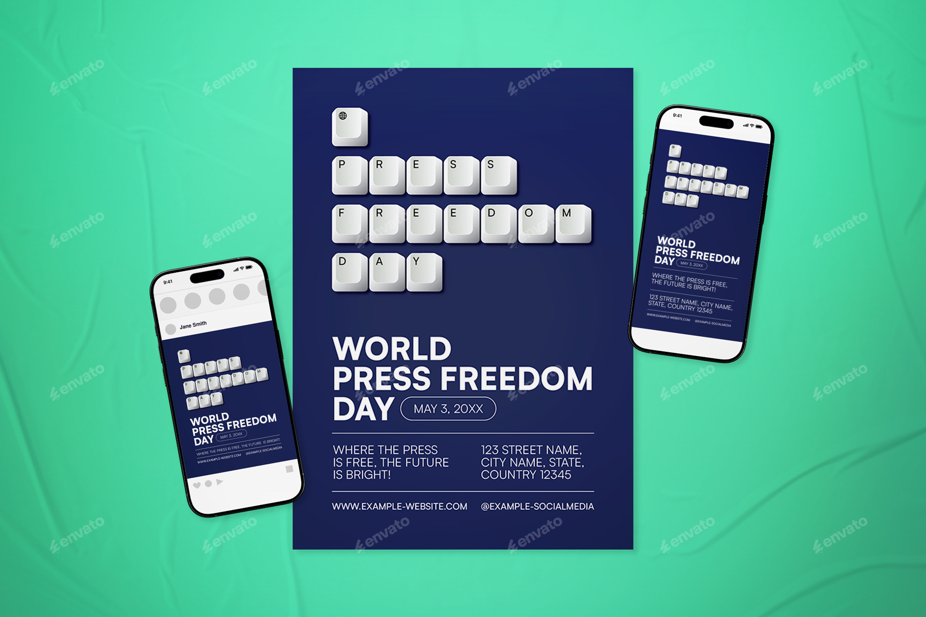 White Blue World Press Freedom Day Flyer Set, Print Templates ...