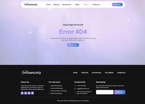 Influencely - Influencer & Talent Agency Elementor Template Kit by Fox ...