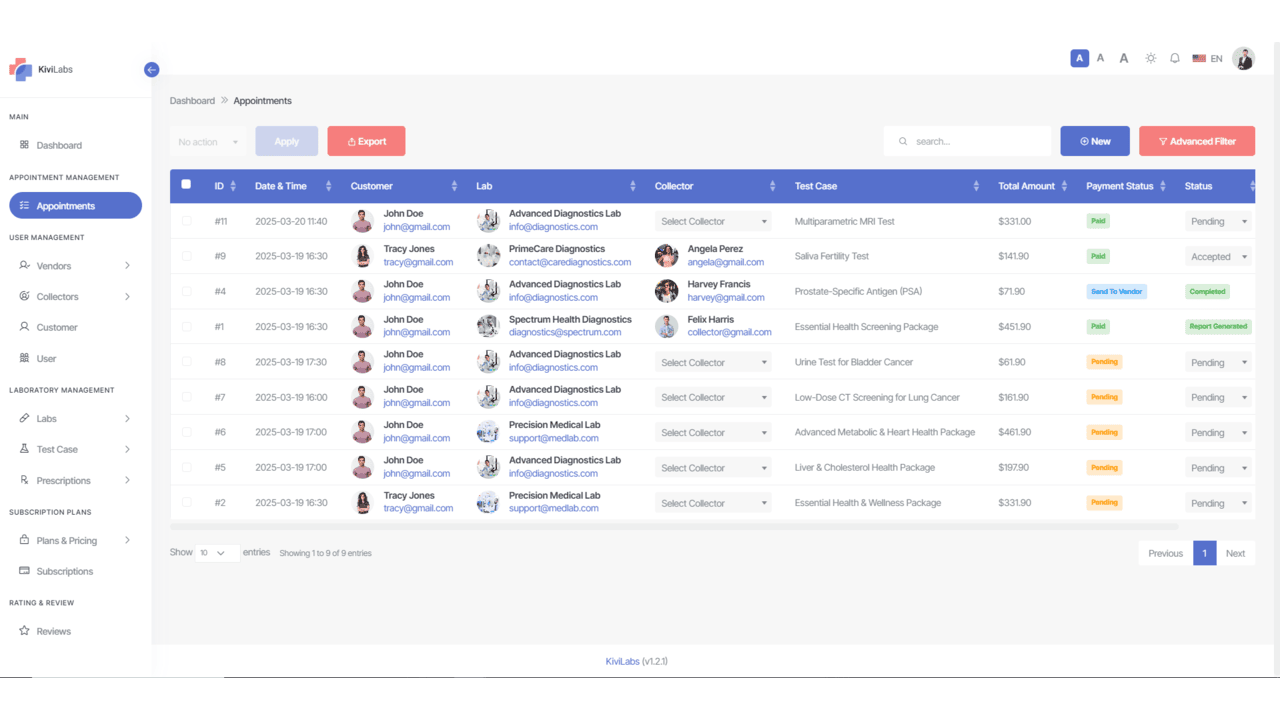 KiviLabs - Complete Laboratory Management System (Test Booking Solution ...