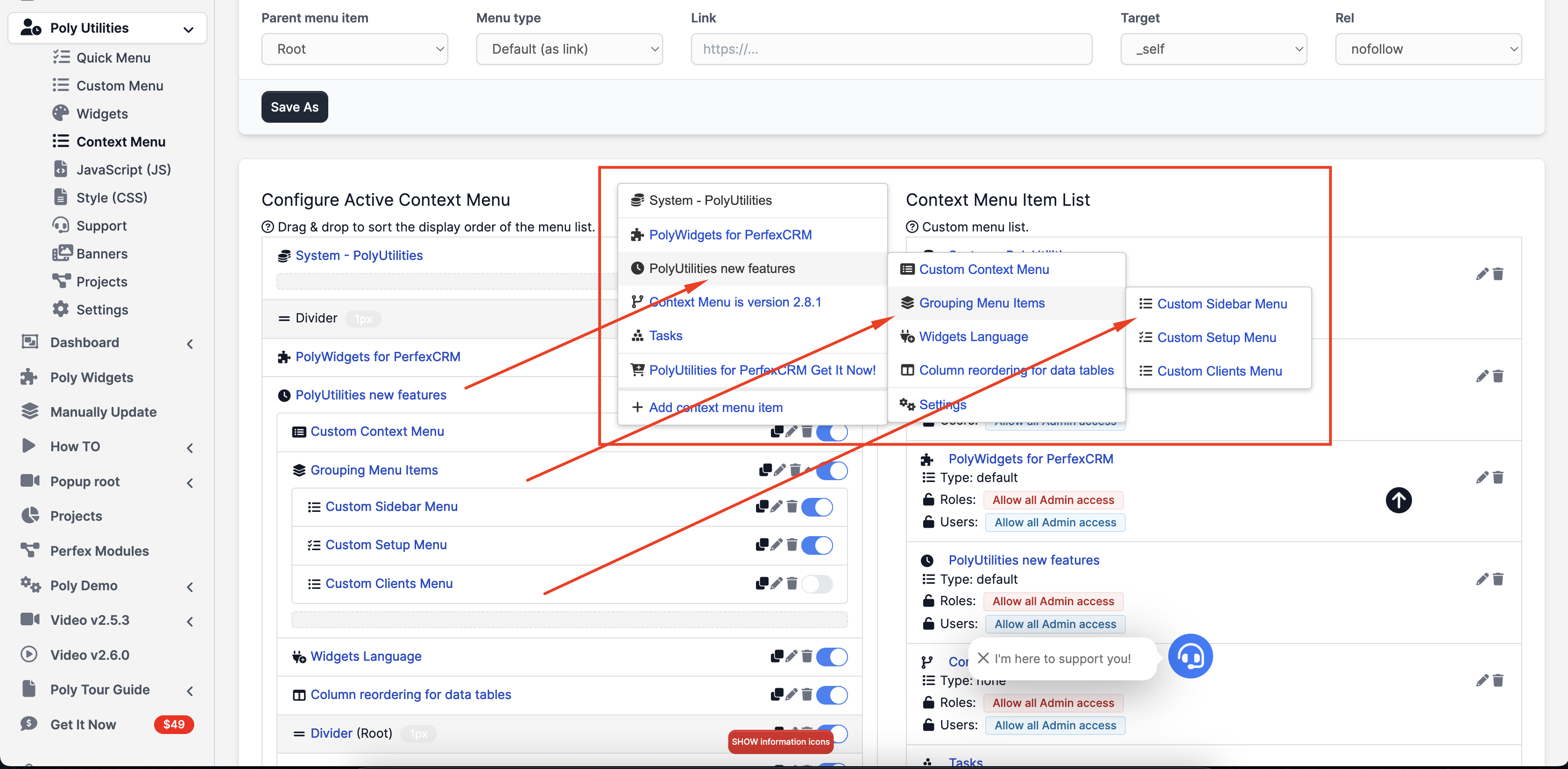 PolyUtilities for Perfex CRM: Quick Access Menu, Custom JS, CSS, and More by polyxgo