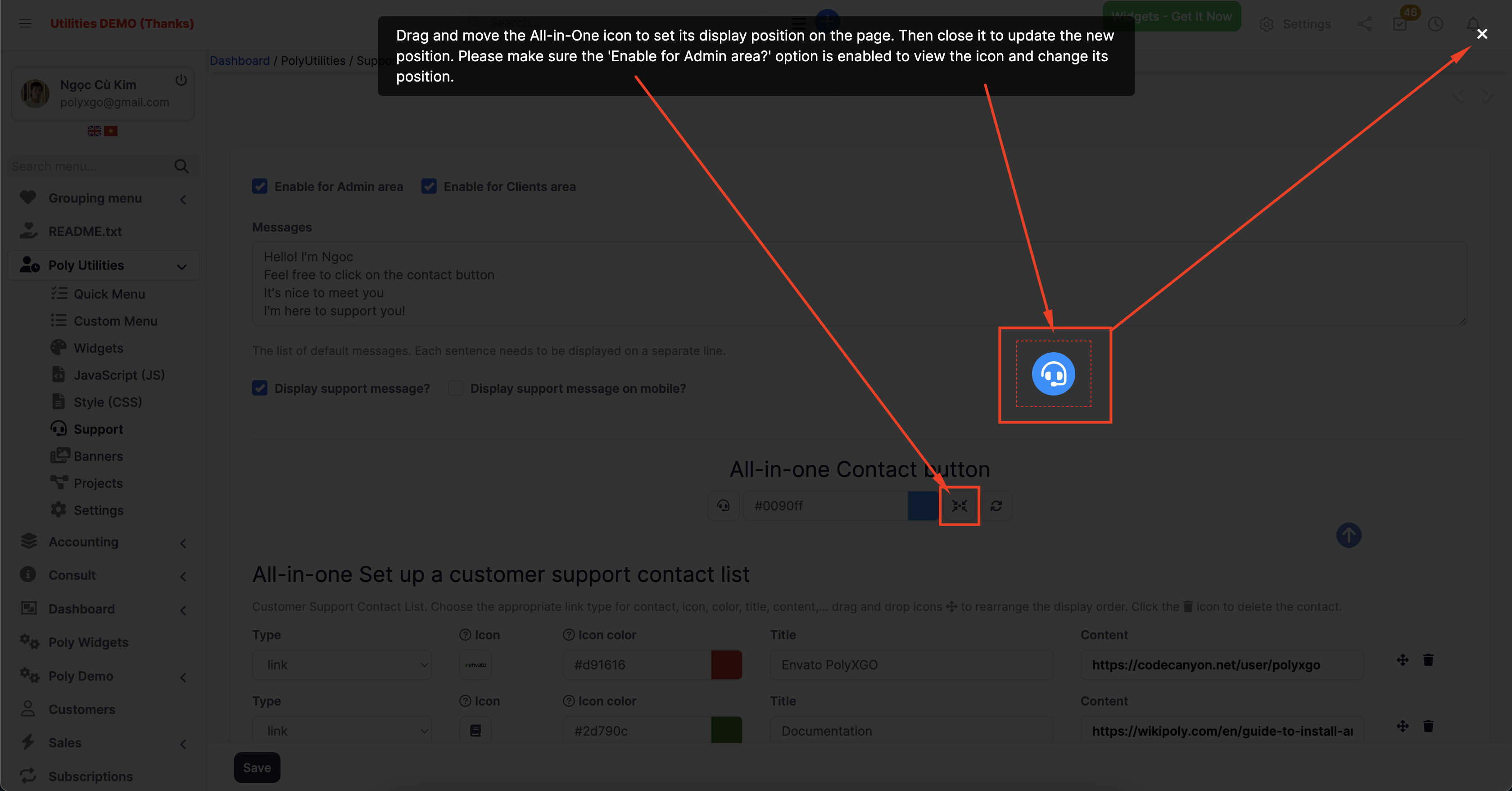 PolyUtilities for Perfex CRM: Quick Access Menu, Custom JS, CSS, and More by polyxgo