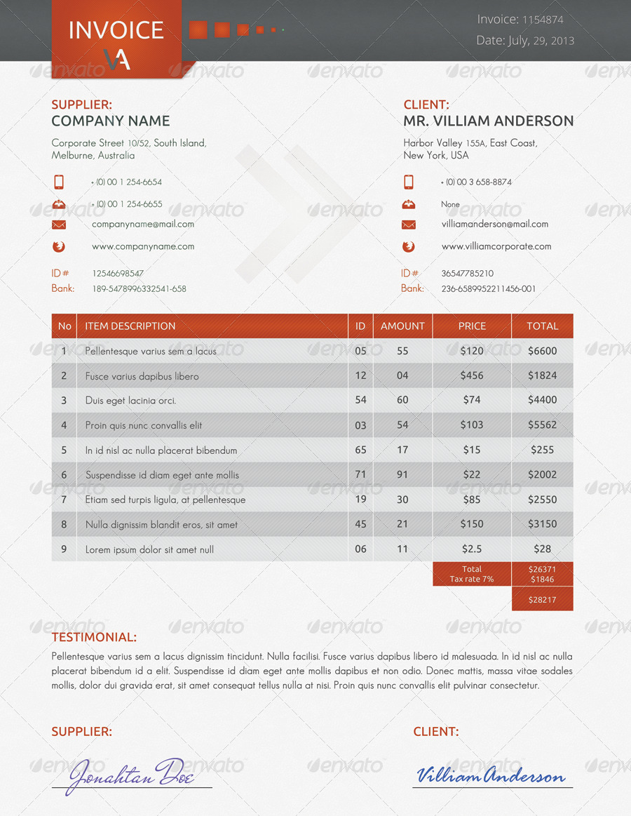 Professional Invoice, Print Templates | GraphicRiver