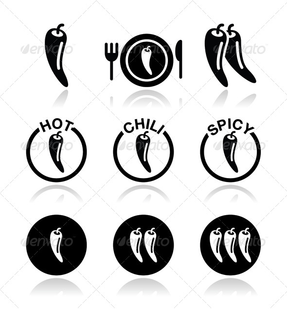 Hot and Spicy Food Icons Set by RedKoala | GraphicRiver