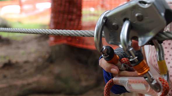 Mounting A Flying Fox Pulley, Stock Footage | VideoHive