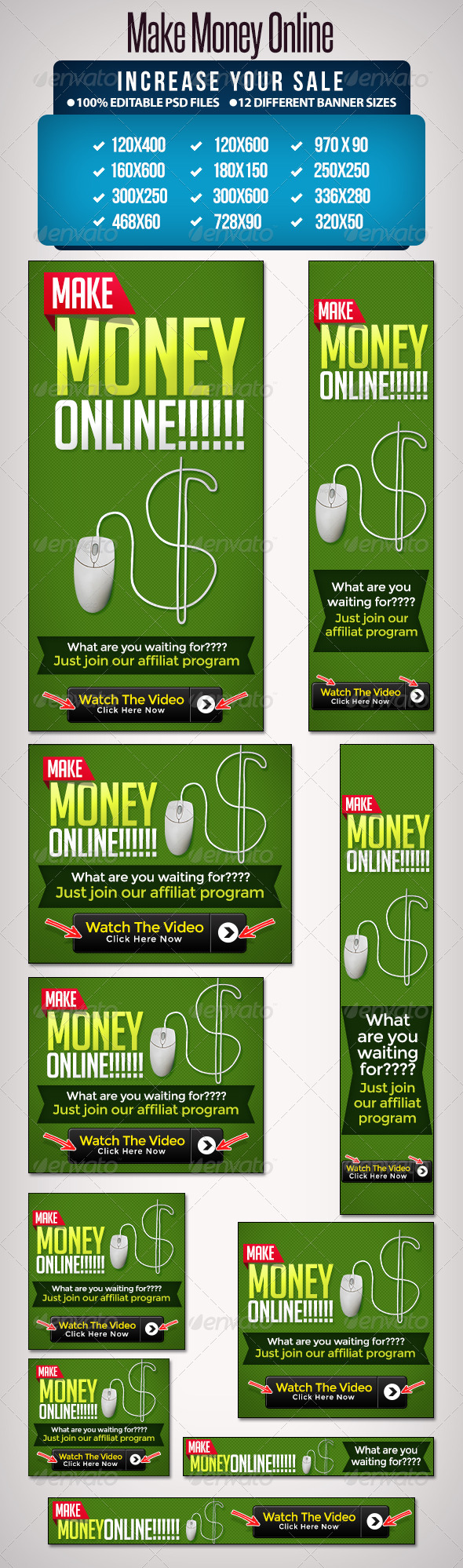 Make Money Online Banner Set - 12 Sizes by BannerDesignCo | GraphicRiver