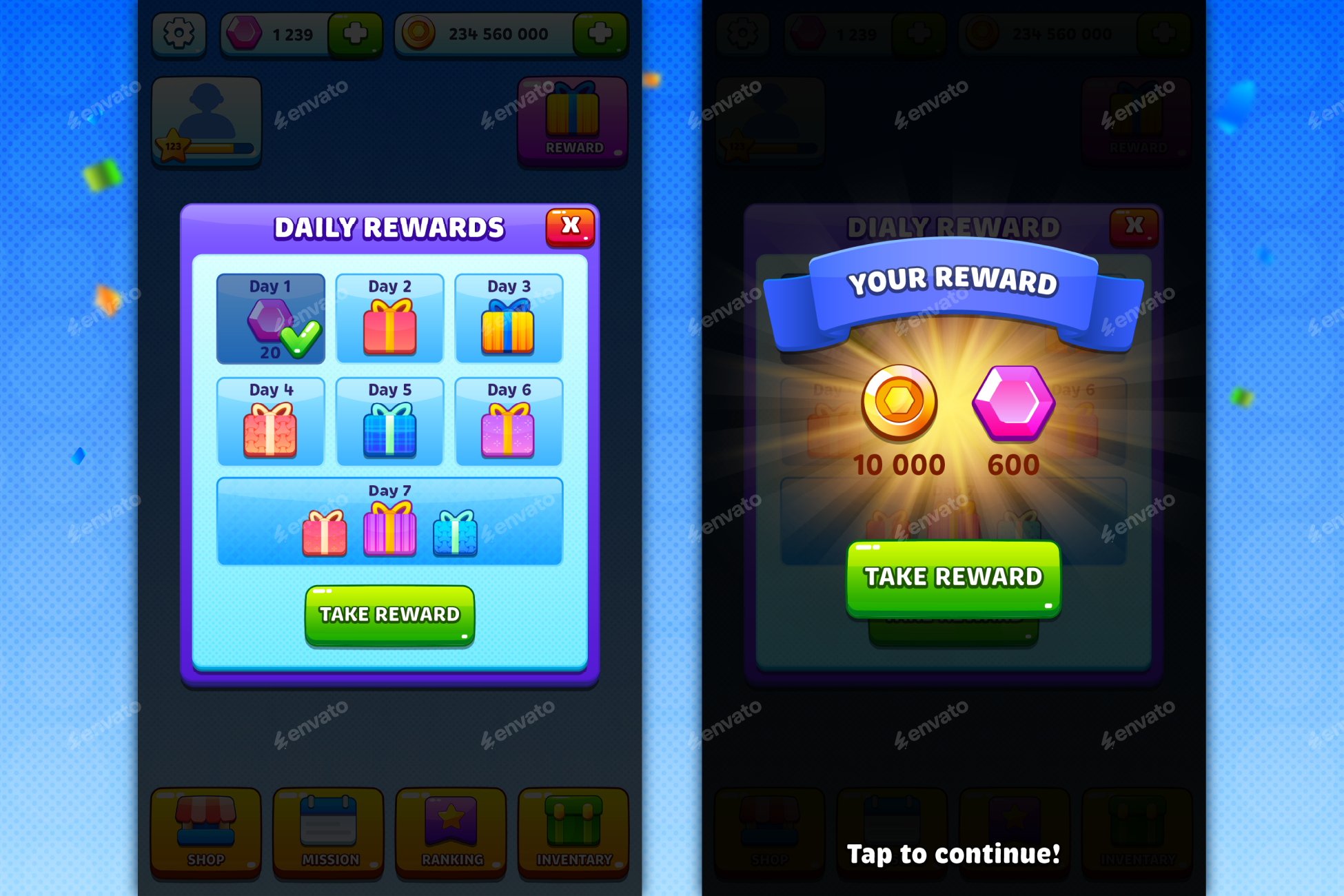 Game UI pack for mobile casual game, Game Assets | GraphicRiver