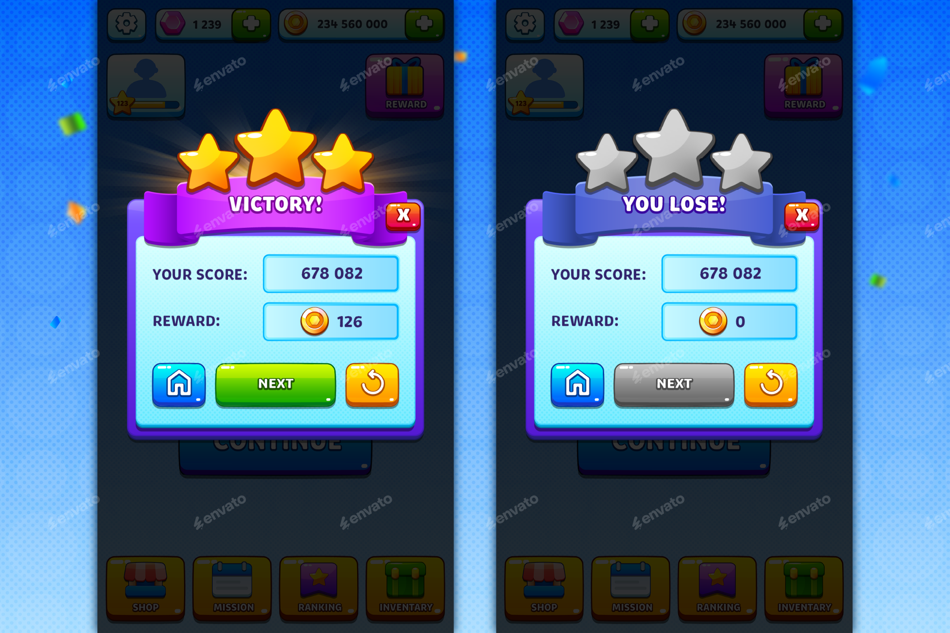 Game UI pack for mobile casual game, Game Assets | GraphicRiver