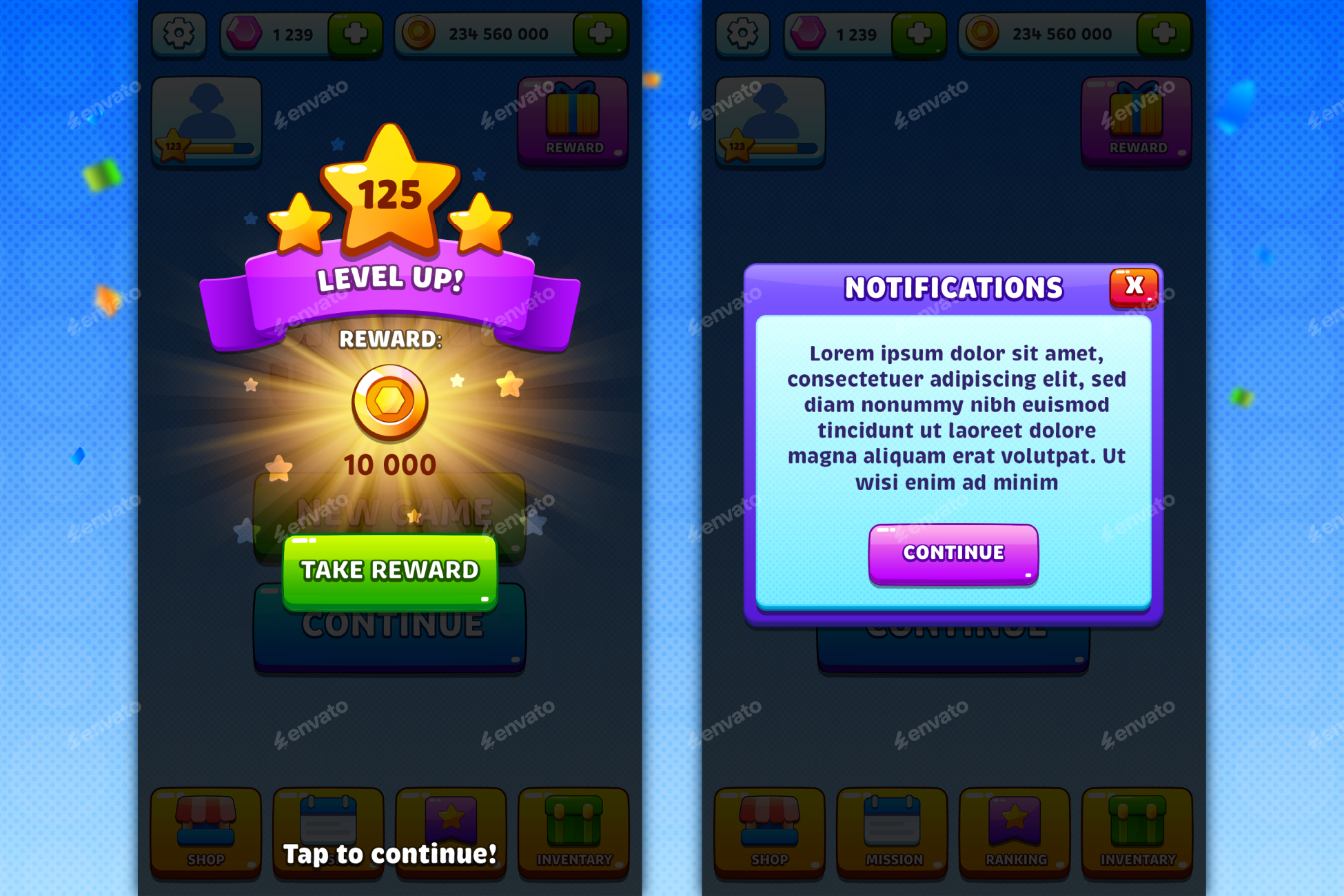 Game UI pack for mobile casual game, Game Assets | GraphicRiver