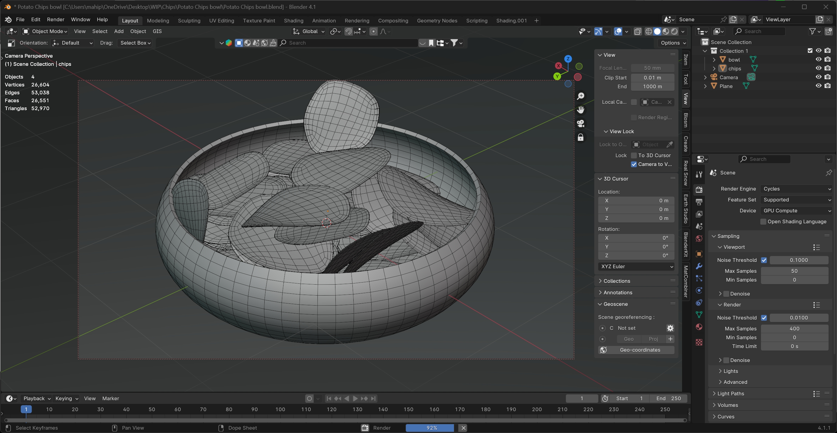 Potato Chips Bowl by TurboCG | 3DOcean